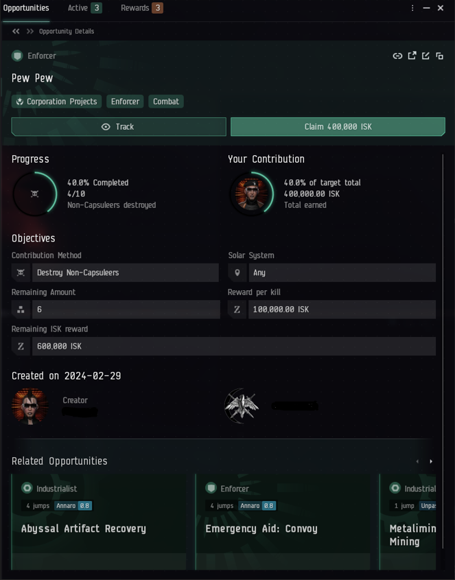 Corporation Projects – EVE Online