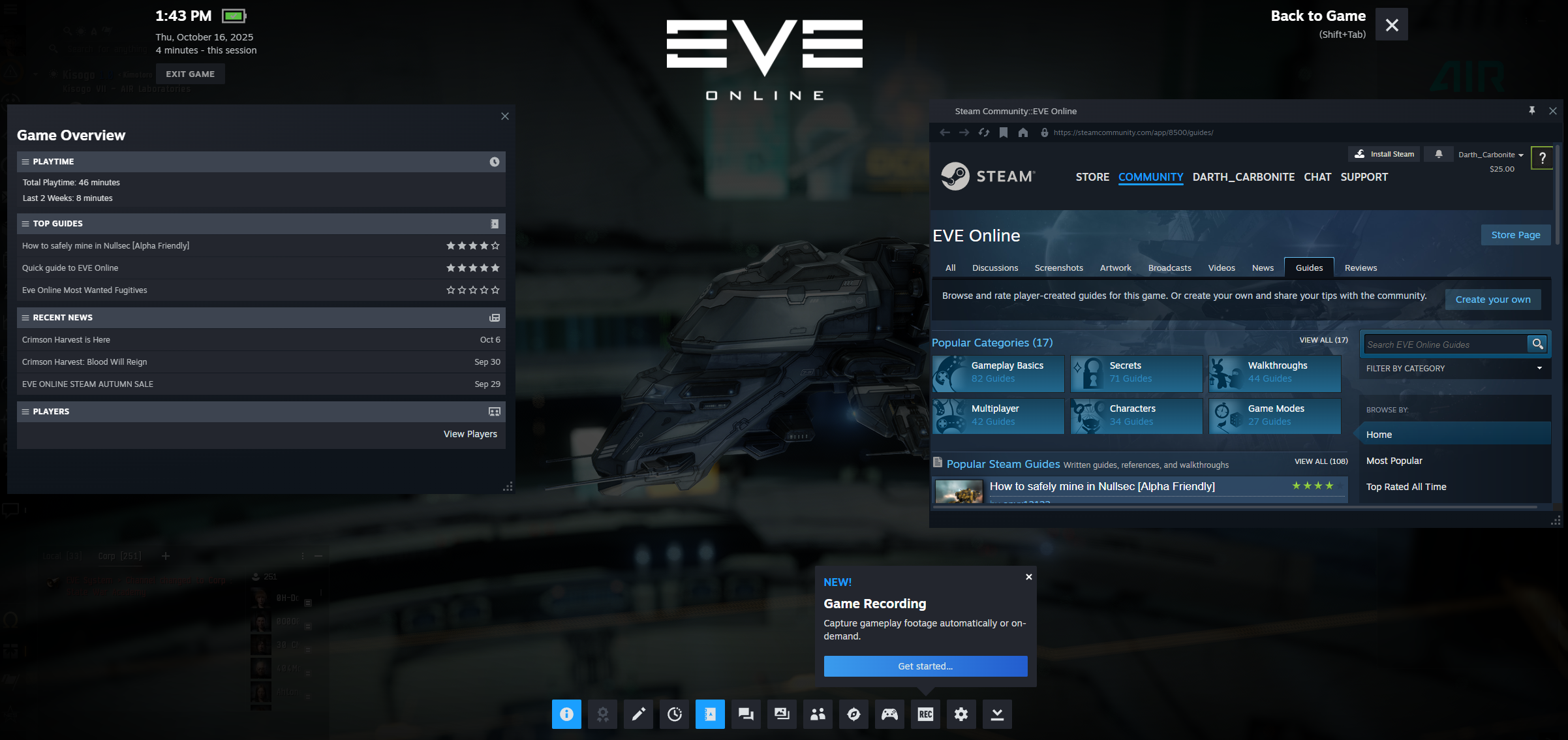 Using Steam Overlay with EVE Online – EVE Online