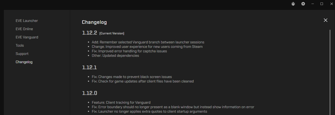 EVE Online launcher – EVE Online