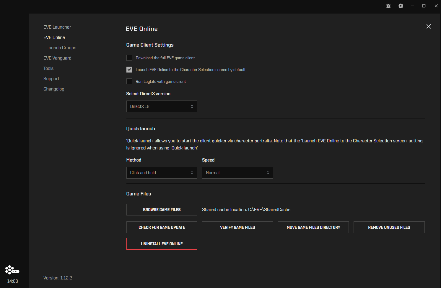 EVE Online launcher – EVE Online
